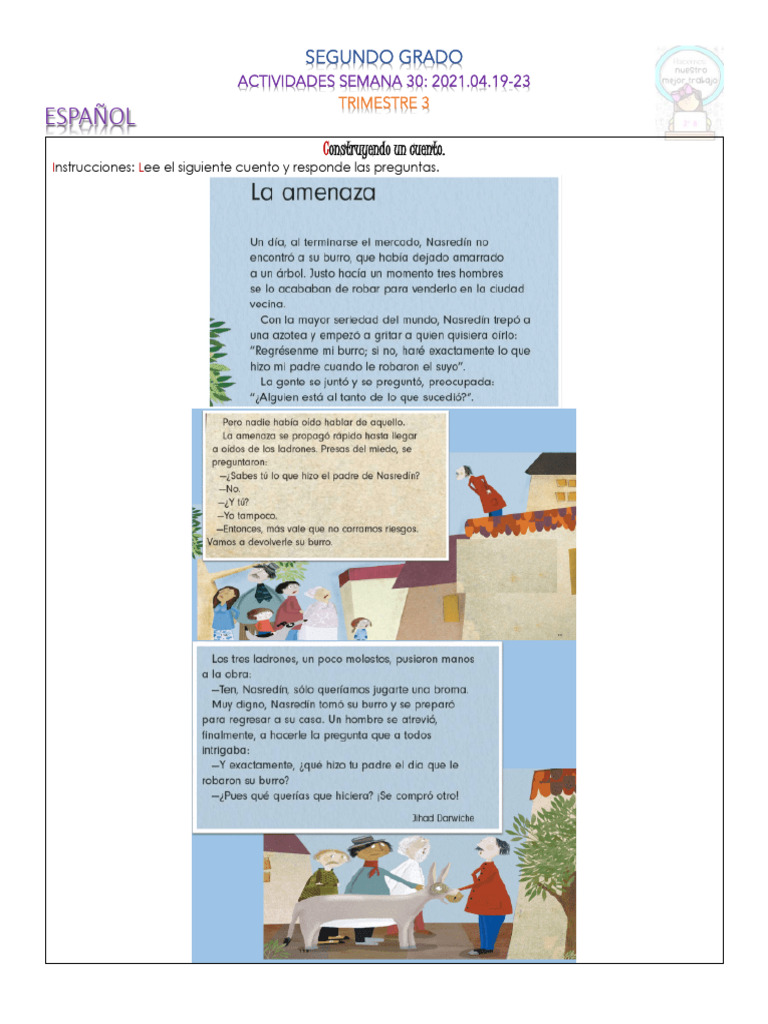 Actividades de Segundo Grado Semana 30 | PDF