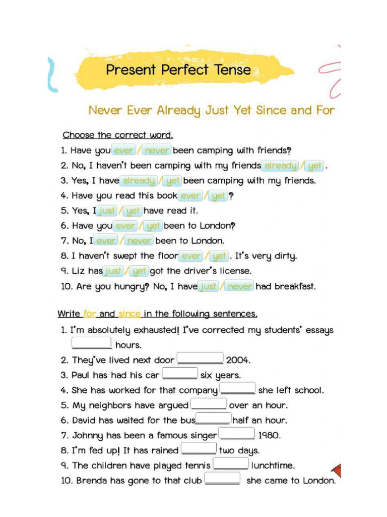 Present Perfect Revision | PDF