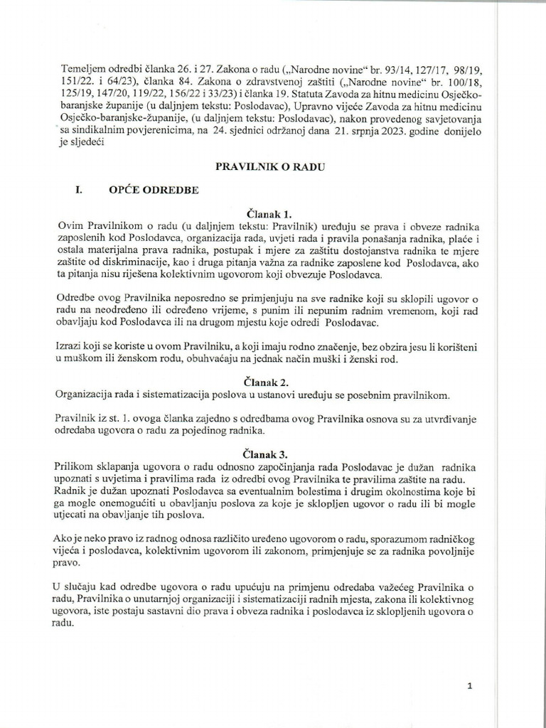 Pravilnik o Radu | PDF