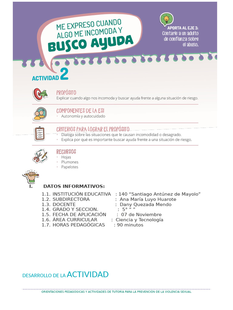 Actividad 2 Me Expreso Cuando Algo Me Incomoda y Bsco Ayuda | PDF