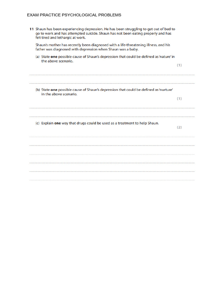 Psychological Probs Exam Practice | PDF