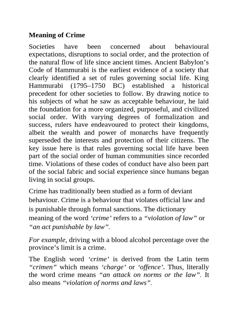 Understanding Crime: Definitions and Types | PDF | Crimes | Crime ...