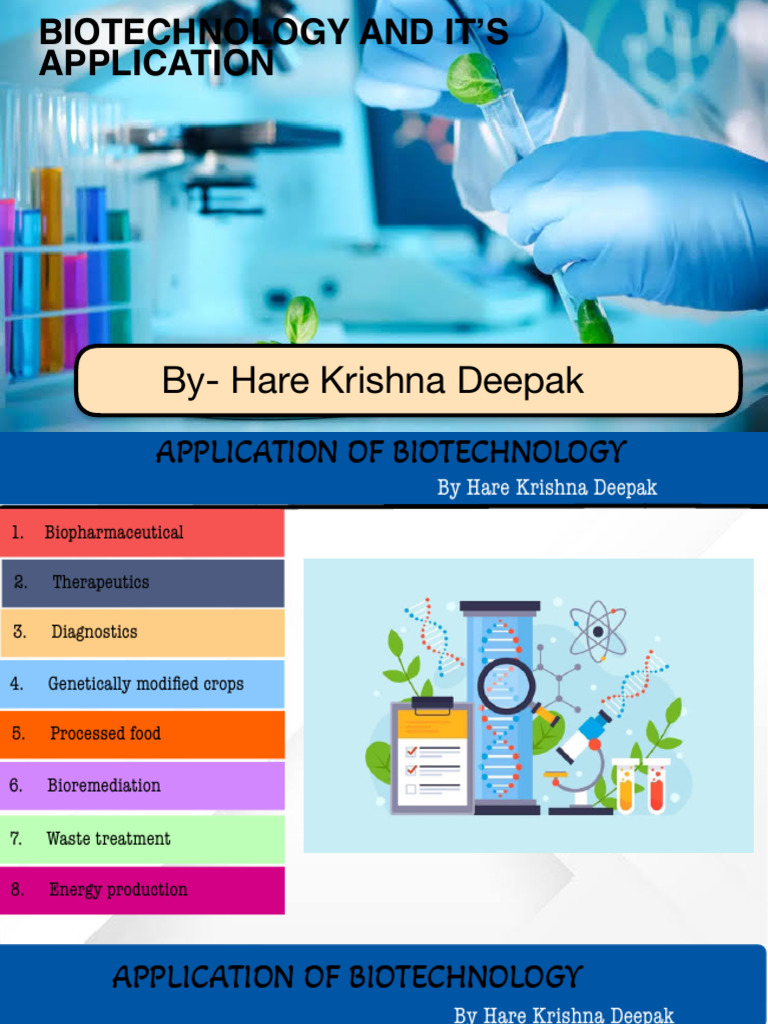 Biotechnology and It's Application by Hare Krishna Deepak | PDF | Biotechnology | Transgene