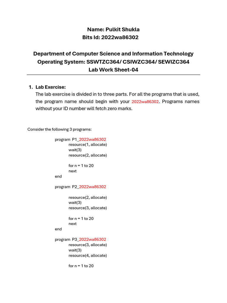 2022wa86302 OS Assignment 4 | PDF | Computer Architecture | Computing