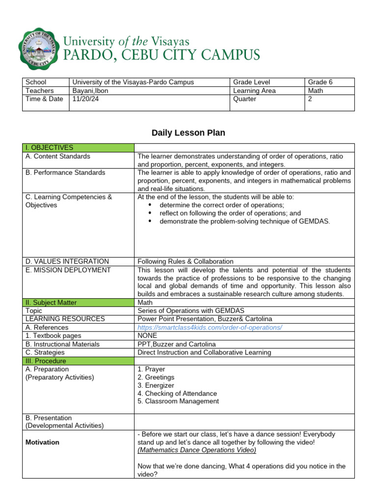 Grade 6 Math: Mastering GEMDAS | PDF | Learning | Mathematics
