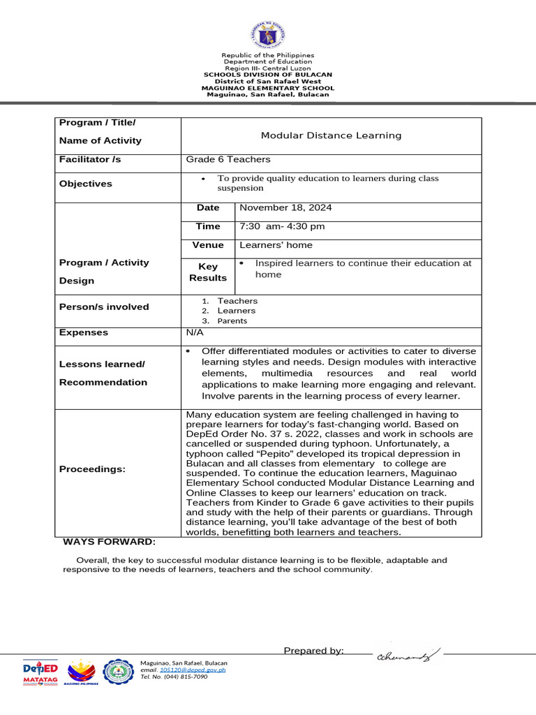 Maguinao Es Modular Distance Learning Acr-Grade 6-Nov 18, 2024 | PDF ... Maguinao Es Modular Distance Learning Acr-Grade 6-Nov 18, 2024 | PDF ...