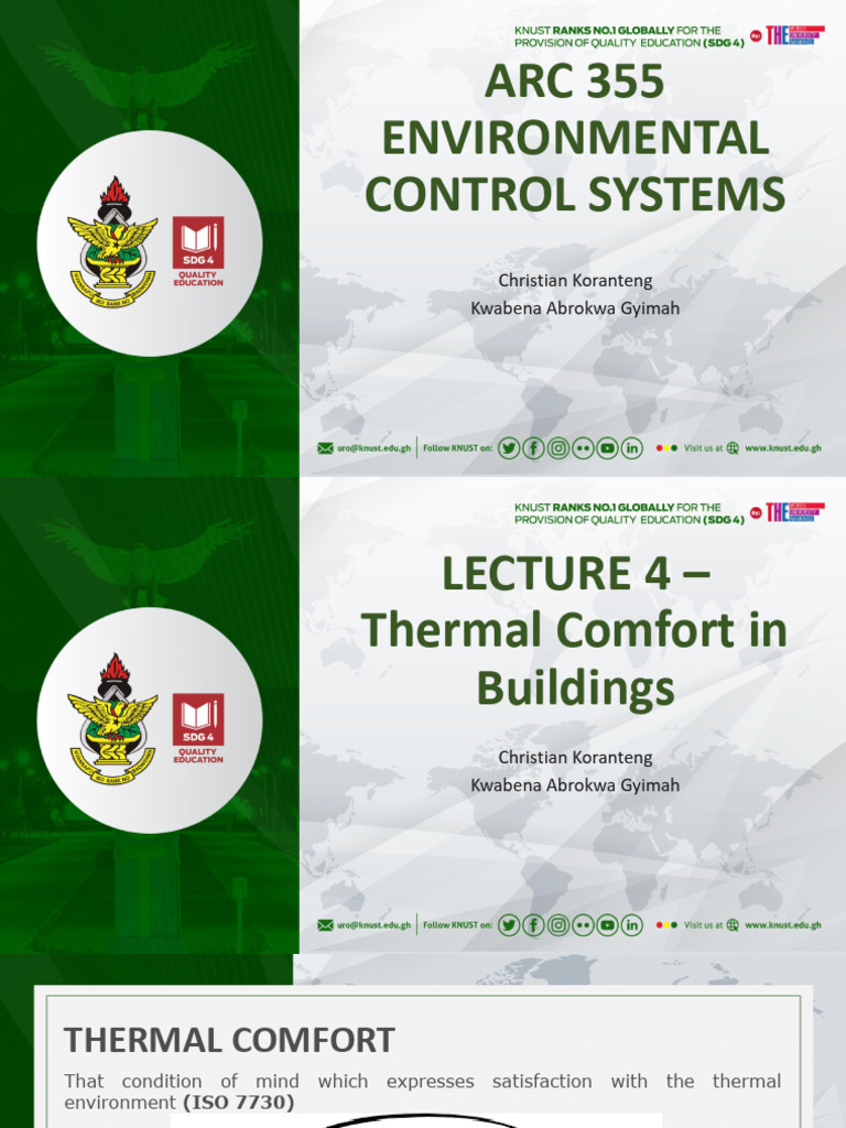 Knust Arc 355 Lecture 4 Thermal Comfort in Buildings | PDF | Heat ...