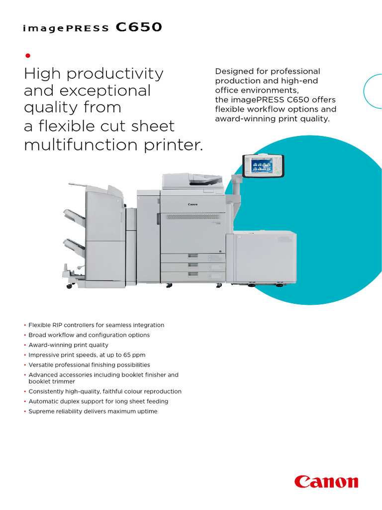 Canon imagePRESS C650 Overview | PDF | Paper | Printer (Computing)