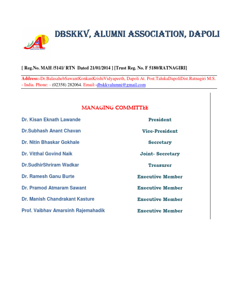 DBSKKV Alumni Association Overview | PDF | Science & Mathematics