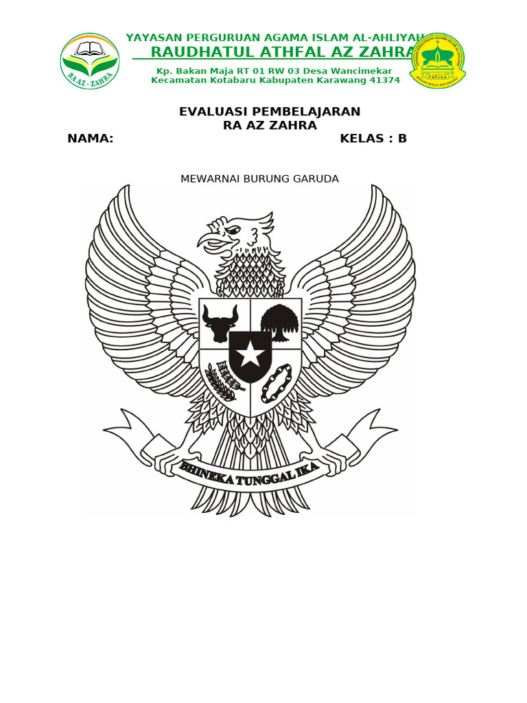 Mewarnai Burung Garuda untuk Kelas B | PDF