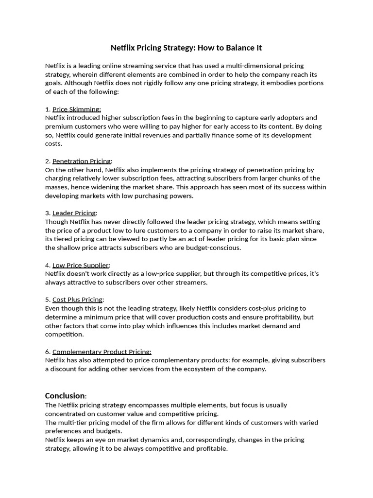 Netflix Pricing Strategy | PDF | Pricing | Subscription Business Model