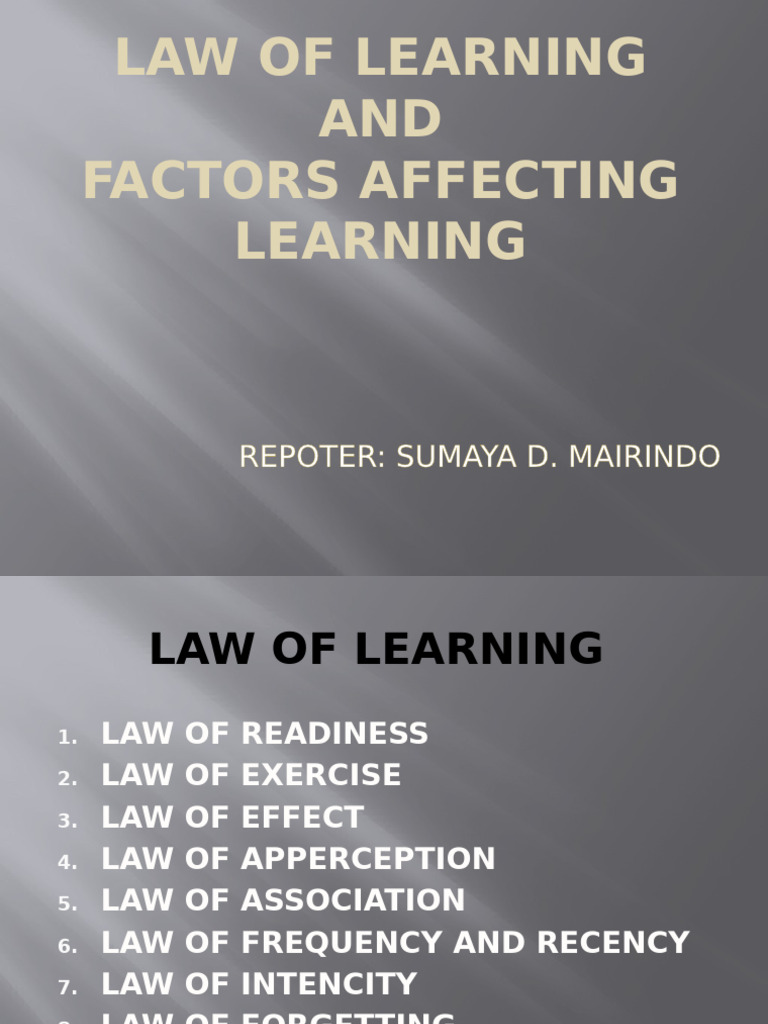 Law of Learning Psych 1 | PDF | Learning | Psychology