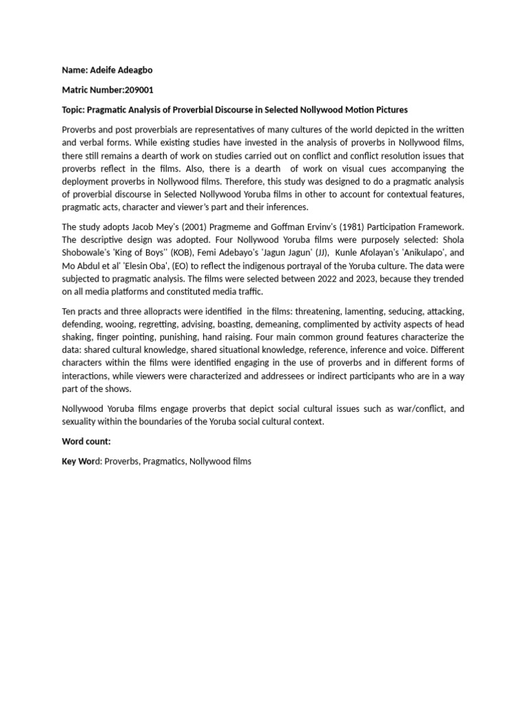 Abstract Adeife. | PDF