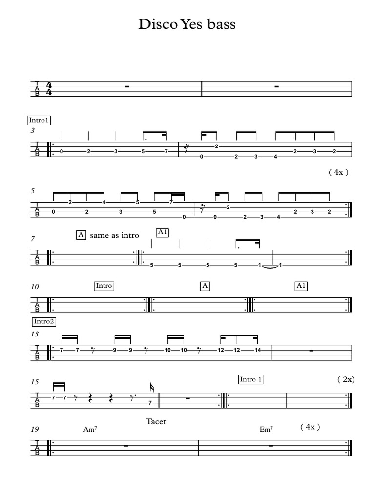 Disco Yes Bass - Full Score | PDF