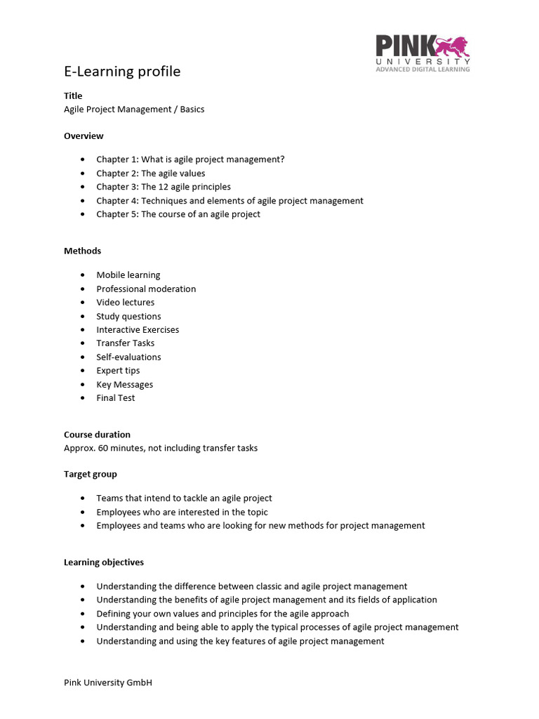 Steckbrief Agile Project Management Basics EN | PDF