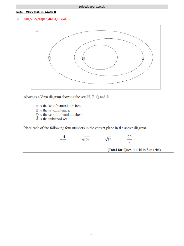 2022june Sets IGCSE Math B | PDF | Art