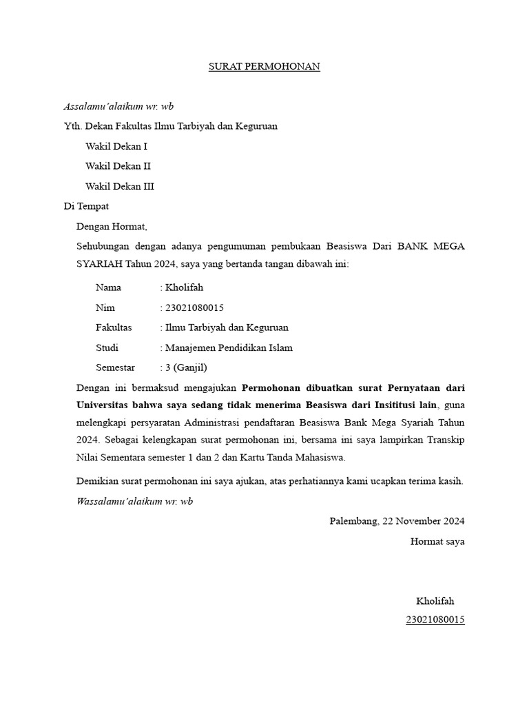 Surat Permohonan | PDF