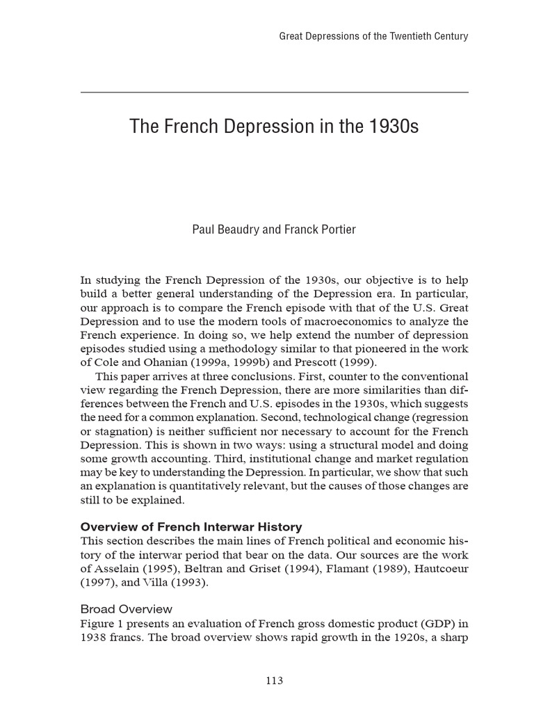 French Depression of the 1930s Explained | PDF | Great Depression ...