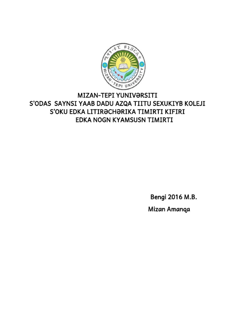 Mizan-Tepi University Guide | PDF