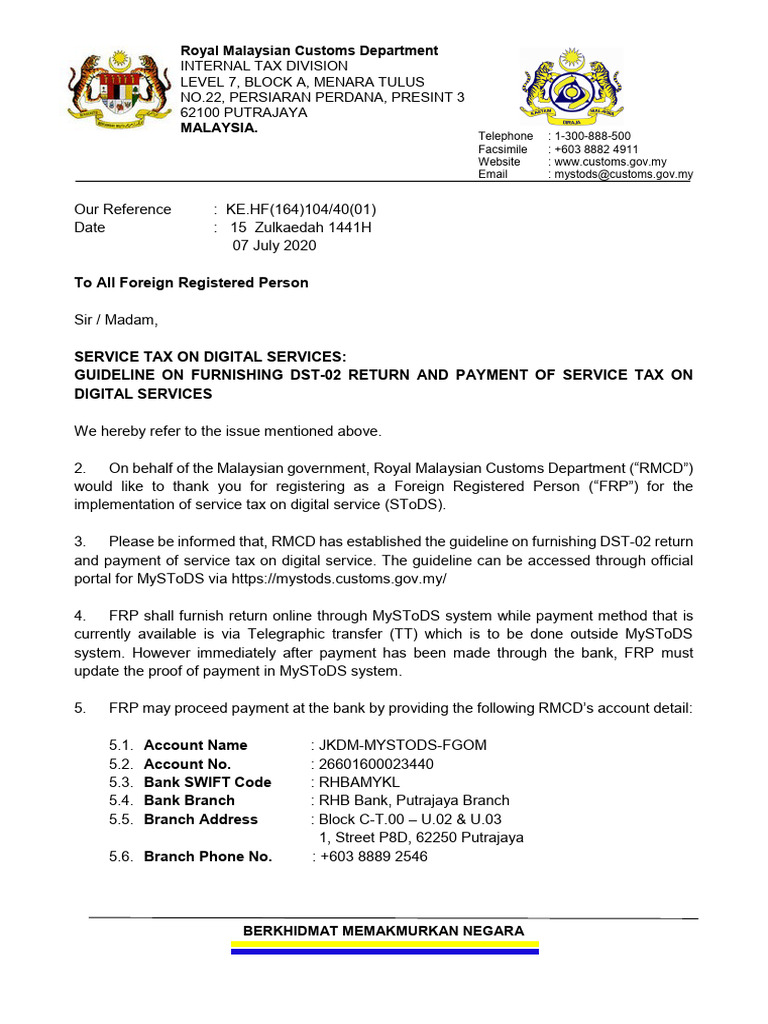 Guideline On Furnishing DST-02 Return and Payment of Service Tax On ...