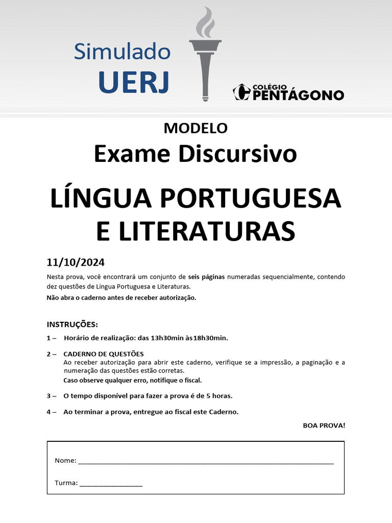 Simulado MODELO Exame Discursivo UERJ - LÍNGUA PORTUGUESA E LITERATURAS | PDF | Josué ...