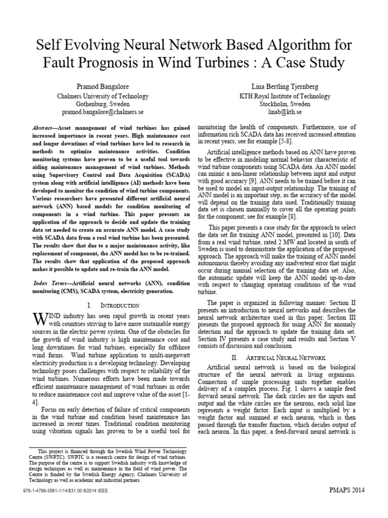 Bangalore2014 - Self Evolving Neural Network Based Algorithm For Fault Prognosis in Wind ...