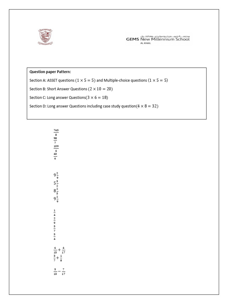 Fraction reinforcement | PDF | Arithmetic | Mathematics
