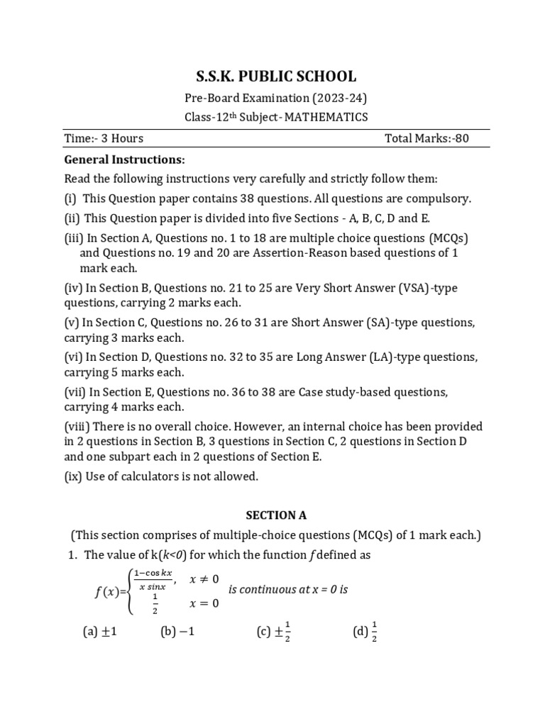 12th Class | PDF | Multiple Choice | Euclidean Vector