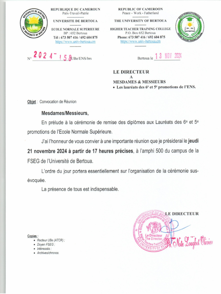 Convocation de Reunion Etudiants | PDF