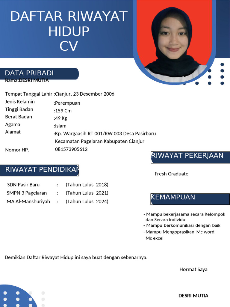 CV Desri Mutia PDF | PDF