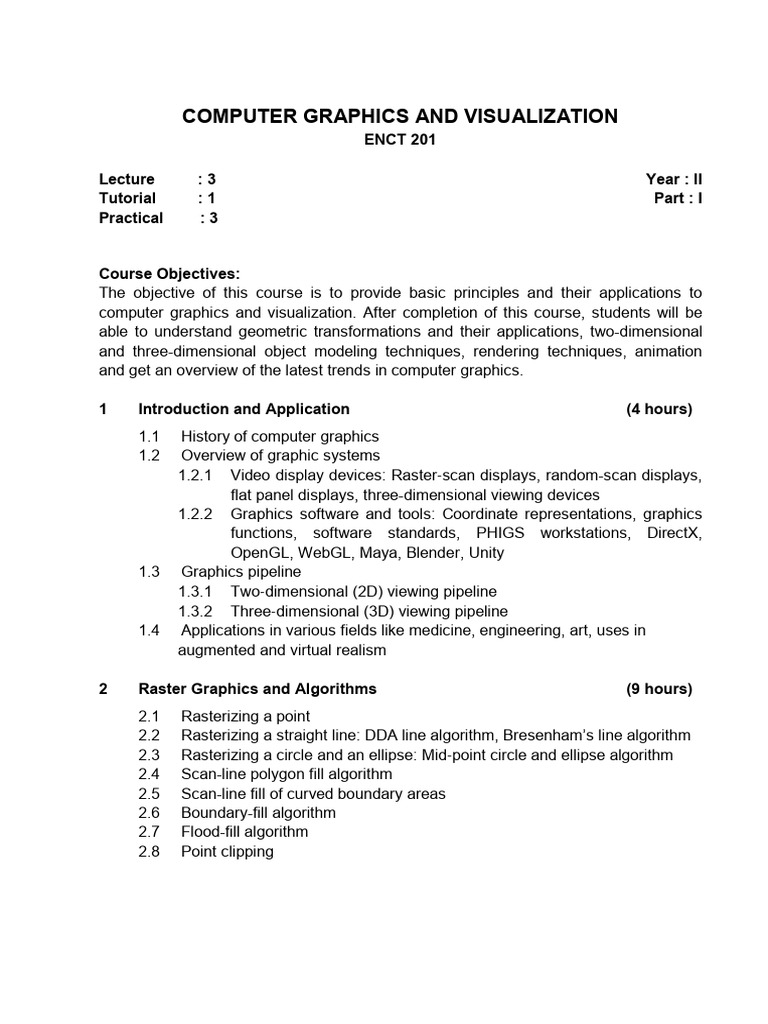CT 201 Computer Graphics and Visualization | PDF | 3 D Computer ...