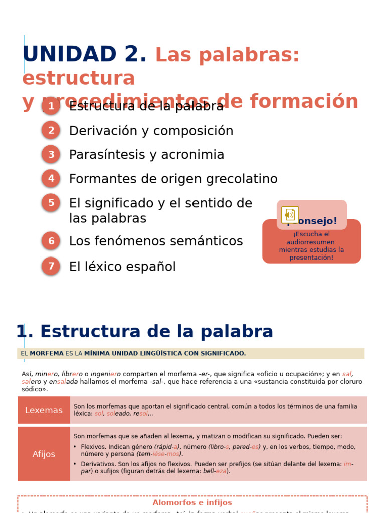 Tema 2 Estructura de Las Palabras | PDF | Palabra | Lengua española