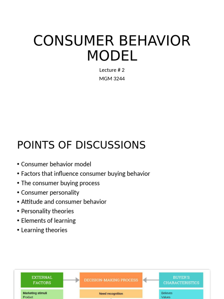Lecture # 2 Consumer Behavior Model | PDF | Business | Law