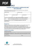 BTEC Learner Assessment Submission and Declaration | PDF