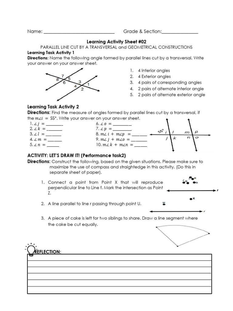LAS 3.2 PARALLEL LINE CUT BY A TRANSVERSAL and GEOMETRICAL ...