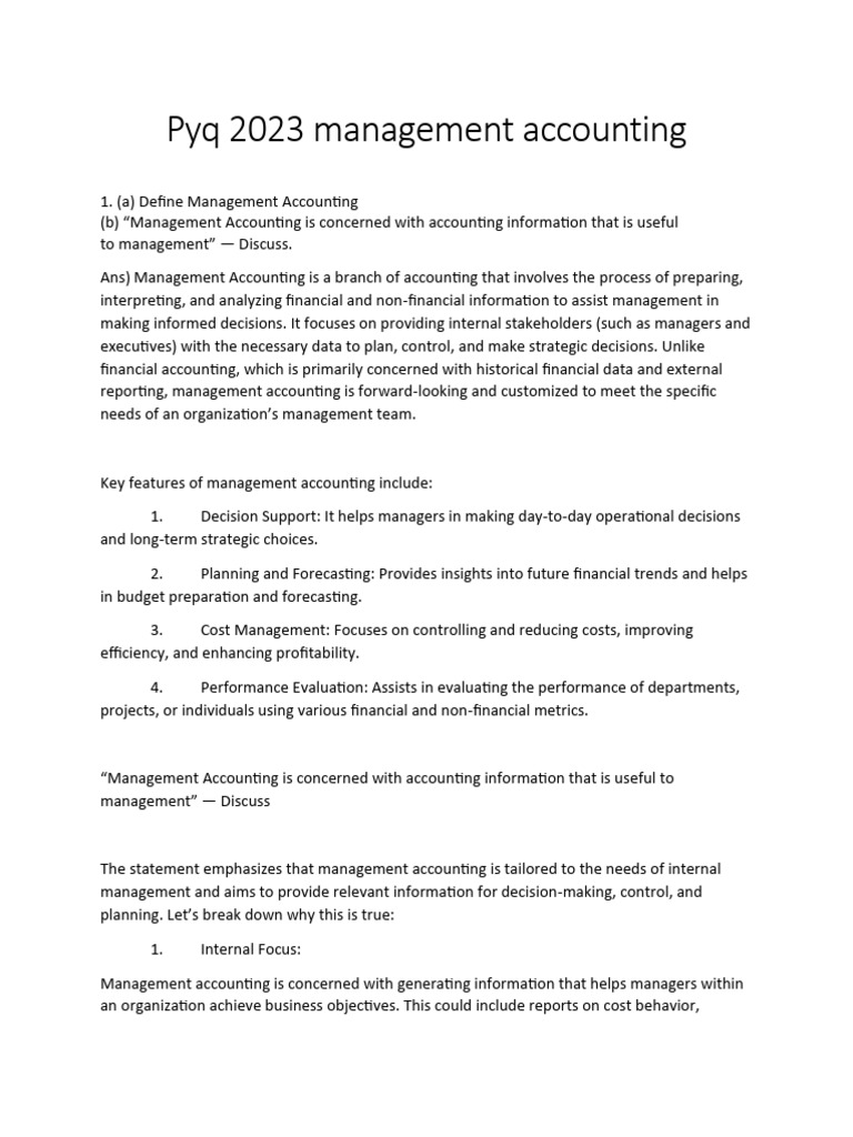 Management Accounting Insights 2023 | PDF | Management Accounting ...