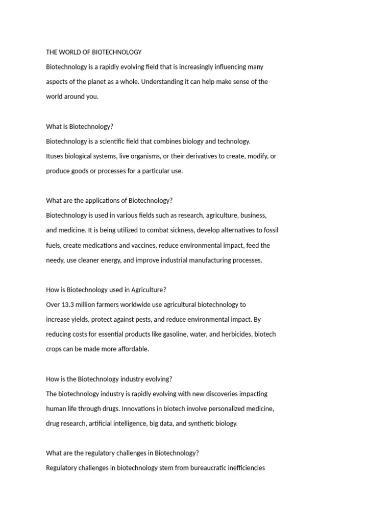 Exploring Biotechnology Innovations and Ethics | PDF | Biotechnology ...