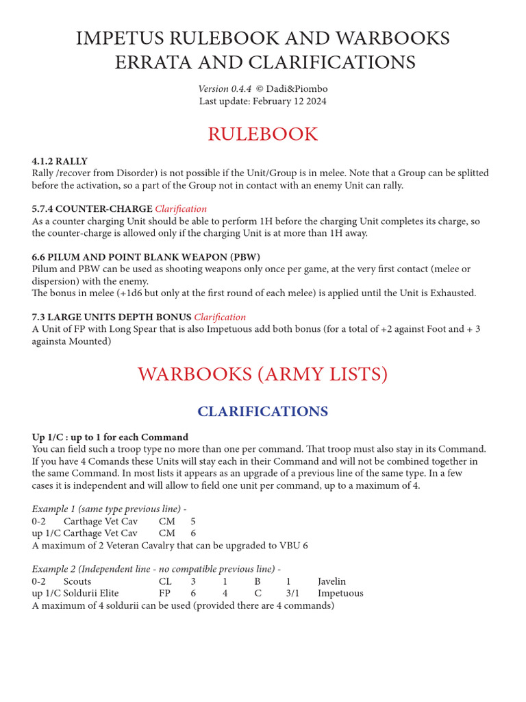 Imp2 Errata | PDF | Military | Warfare Of The Middle Ages