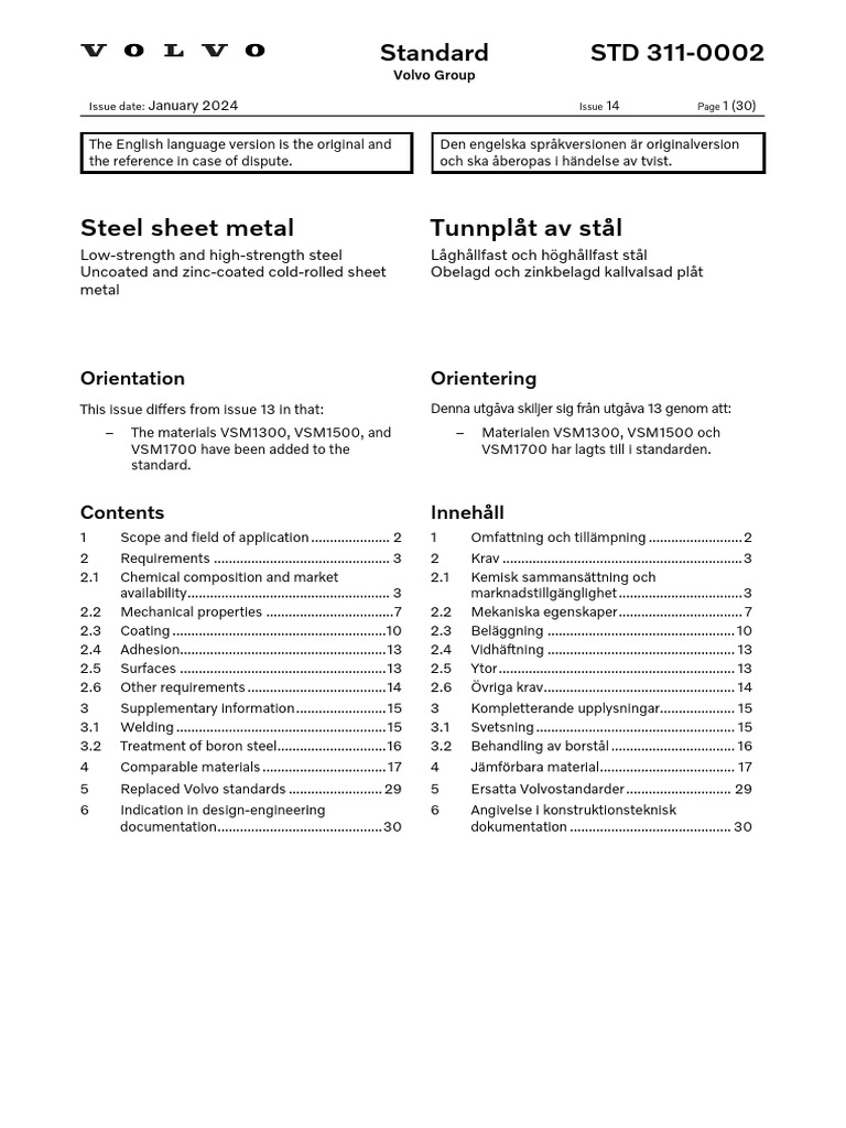 STD 311-0002 - Volvo | PDF