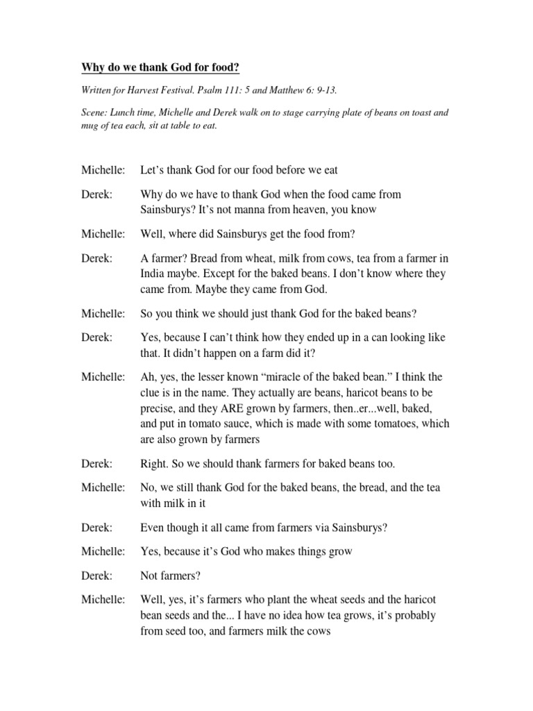 Why Do We Thank God For Food | PDF | Bean | Phaseolus Vulgaris