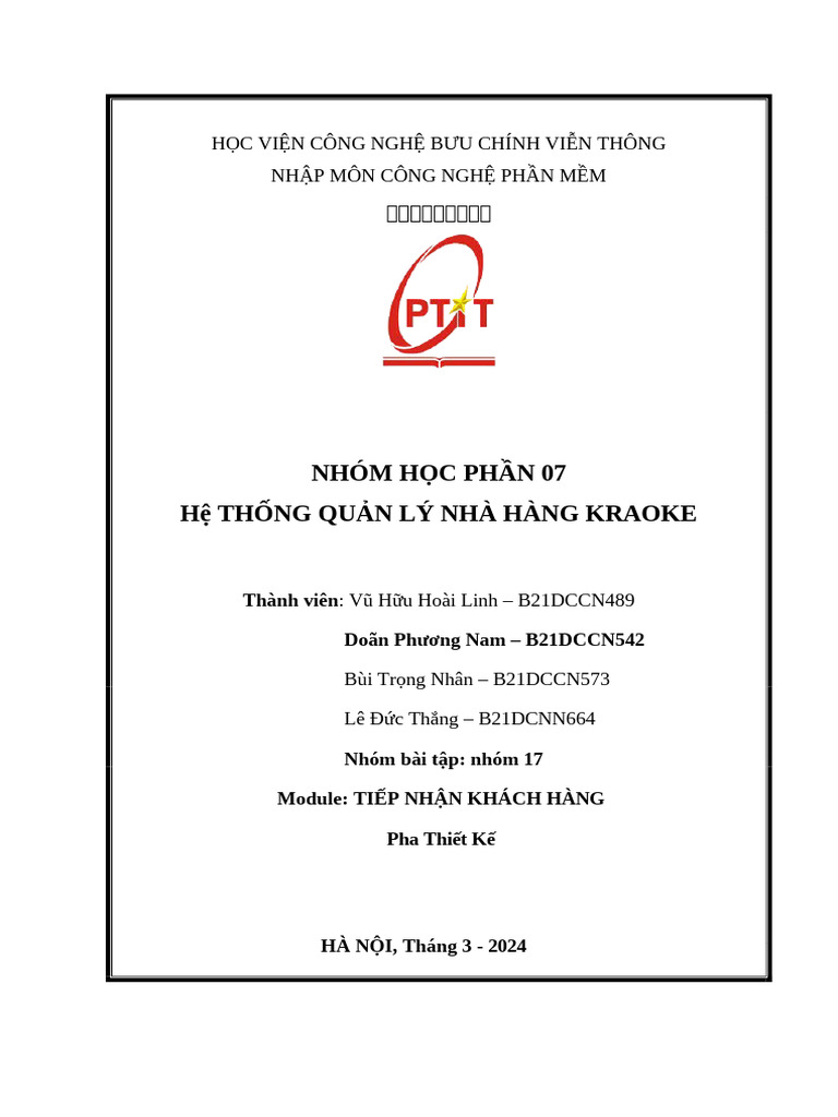 N17-Quản Lí Nhà Hàng Karaoke-Doãn Phương Nam-Modul Tiếp Nhận Khách Hàng | PDF