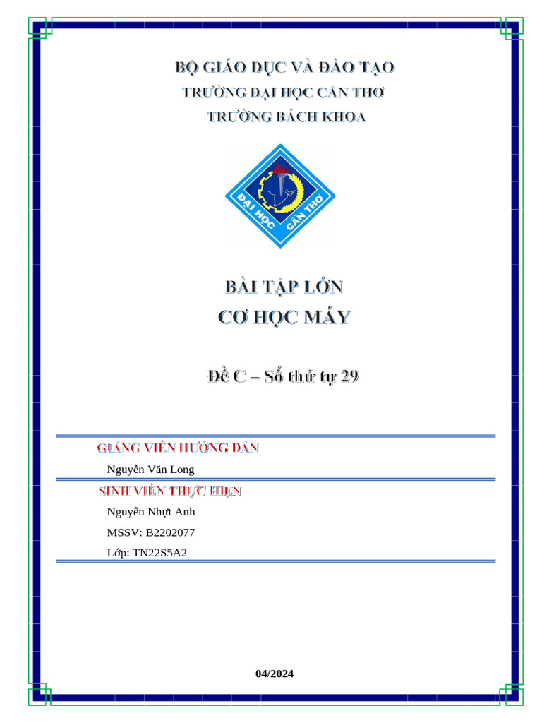 STT29 NguyenNhutAnh BaiTapLon | PDF