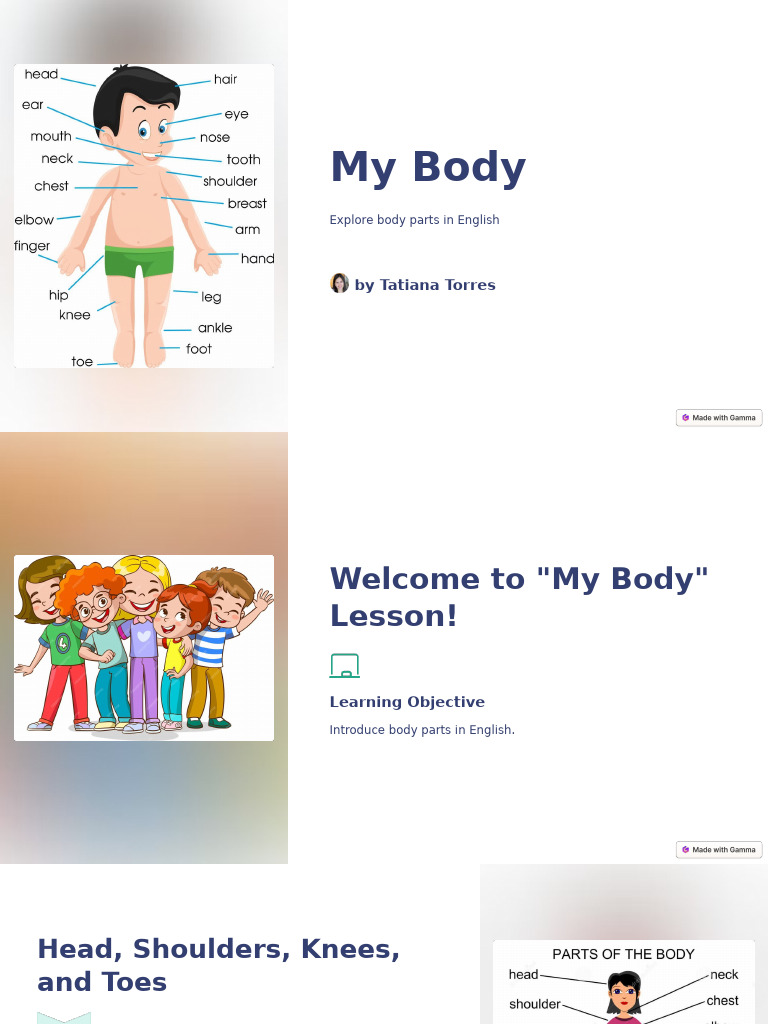 My-Body Teaching Body Parts in English For Kids | PDF | Language Arts ...