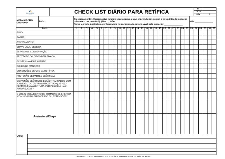 Check List de Retífica | PDF