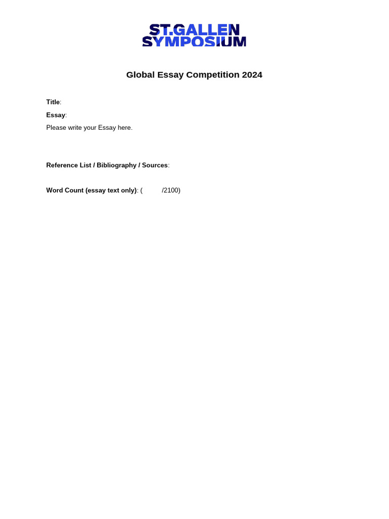 Global Essay Competition Template 2024 | PDF | Foreign Language Studies ...