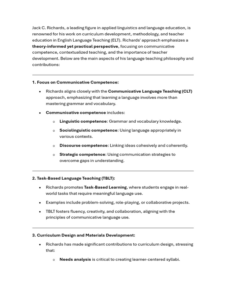 Jack Richards Language Approach Pdf Language Education Learning