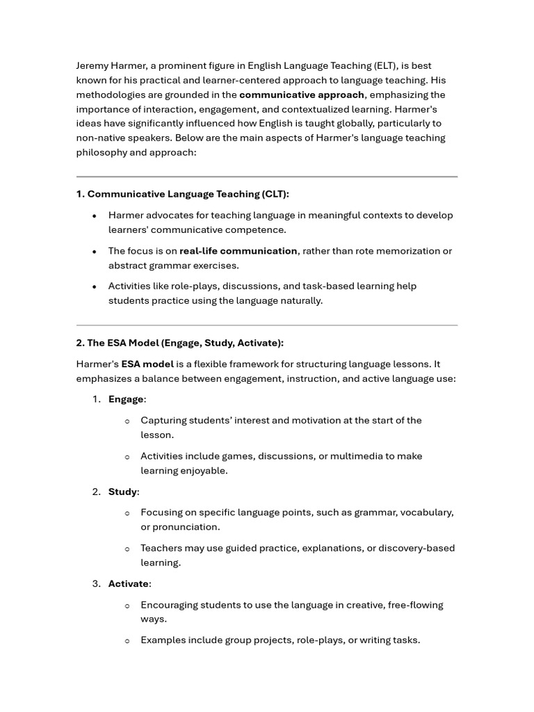 Harmer's Effective Language Teaching Methods | PDF | Language Education ...