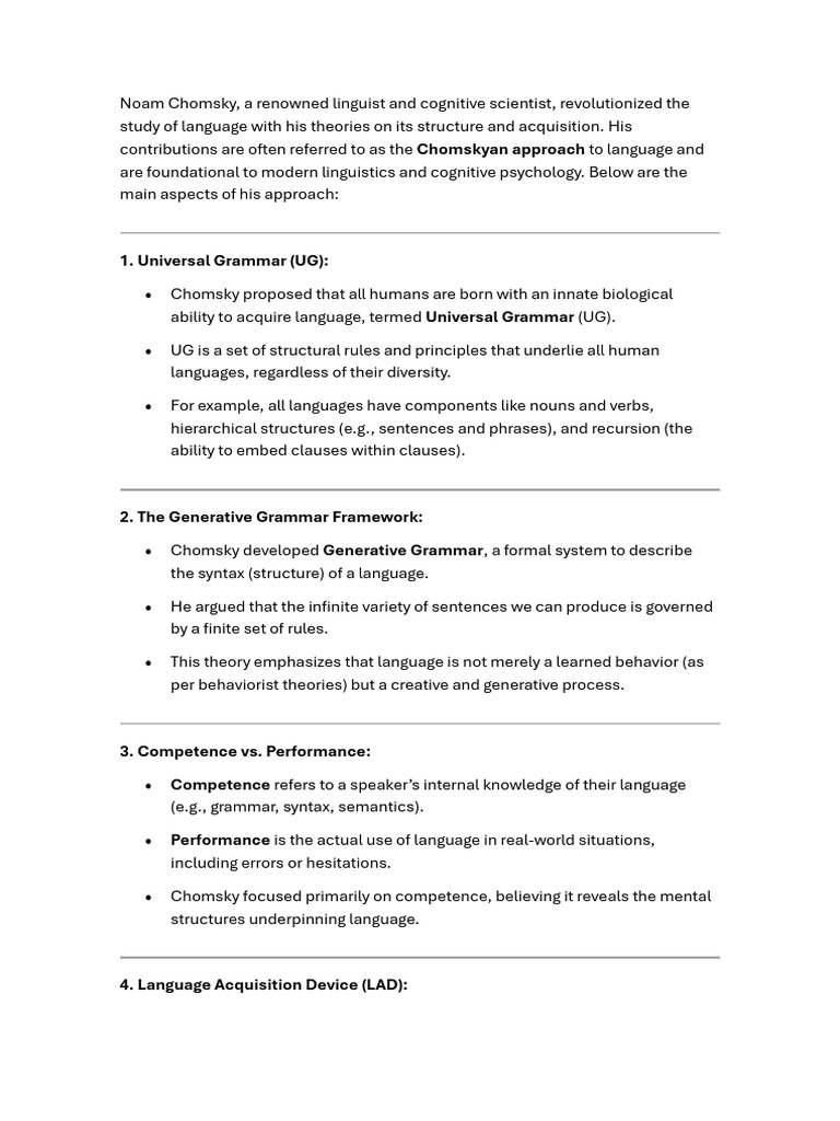 Noam Chomsky - Language | PDF | Language Acquisition | Noam Chomsky