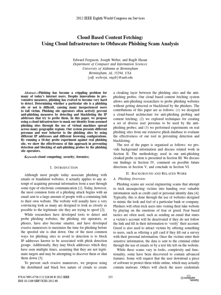 Cloud Based Content Fetching Using Cloud Infrastructure To Obfuscate Phishing Scam Analysis ...