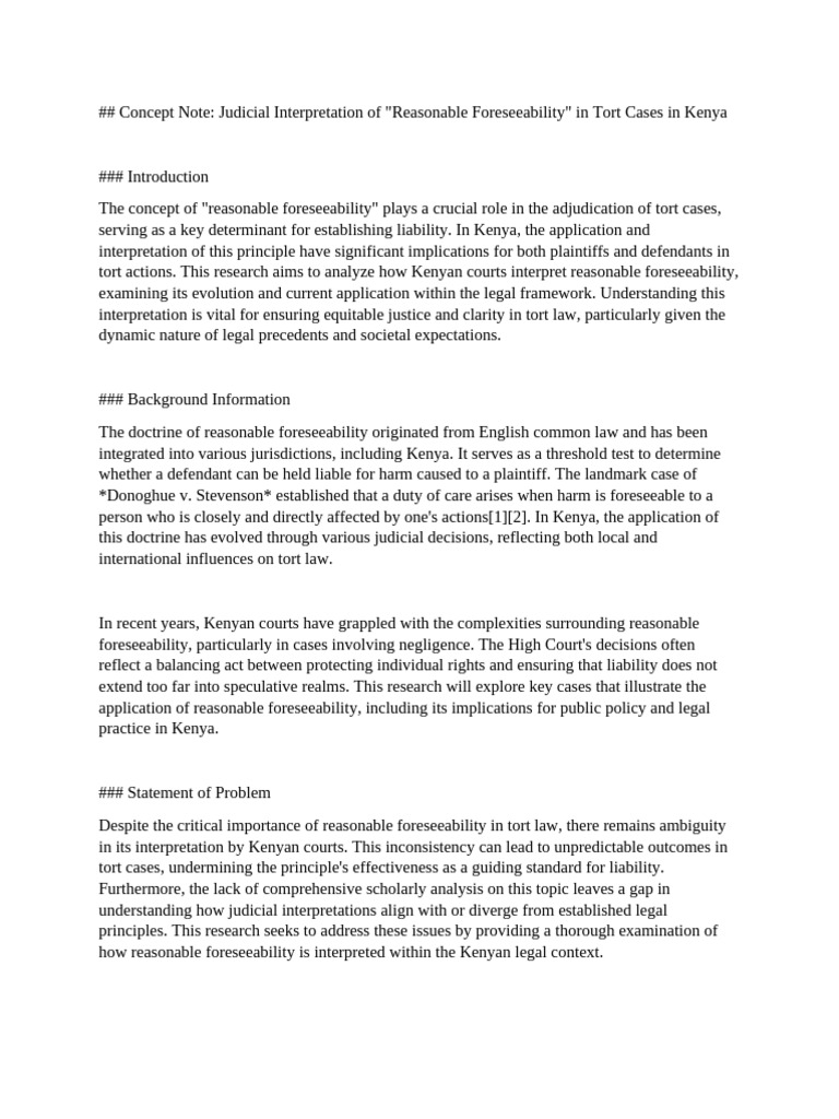 Reasonable Foreseability | PDF | Negligence | Proximate Cause